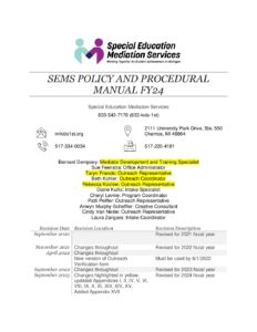 SEMS_POLICY_PROCEDURE_MANUAL_FY24 | Special Education Mediation Services